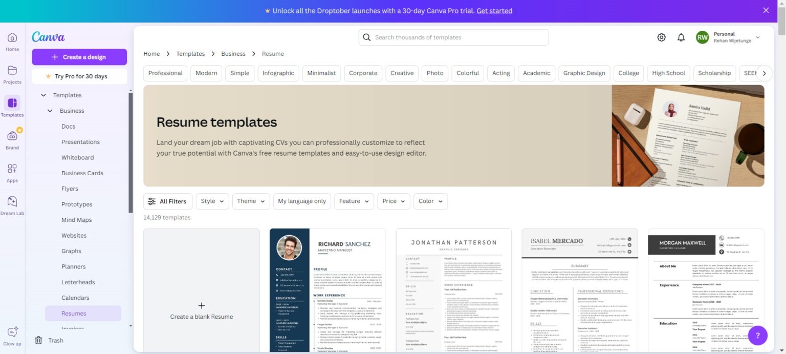 Explore the Best Resume Templates for 2024 - CV Genie Professional ...